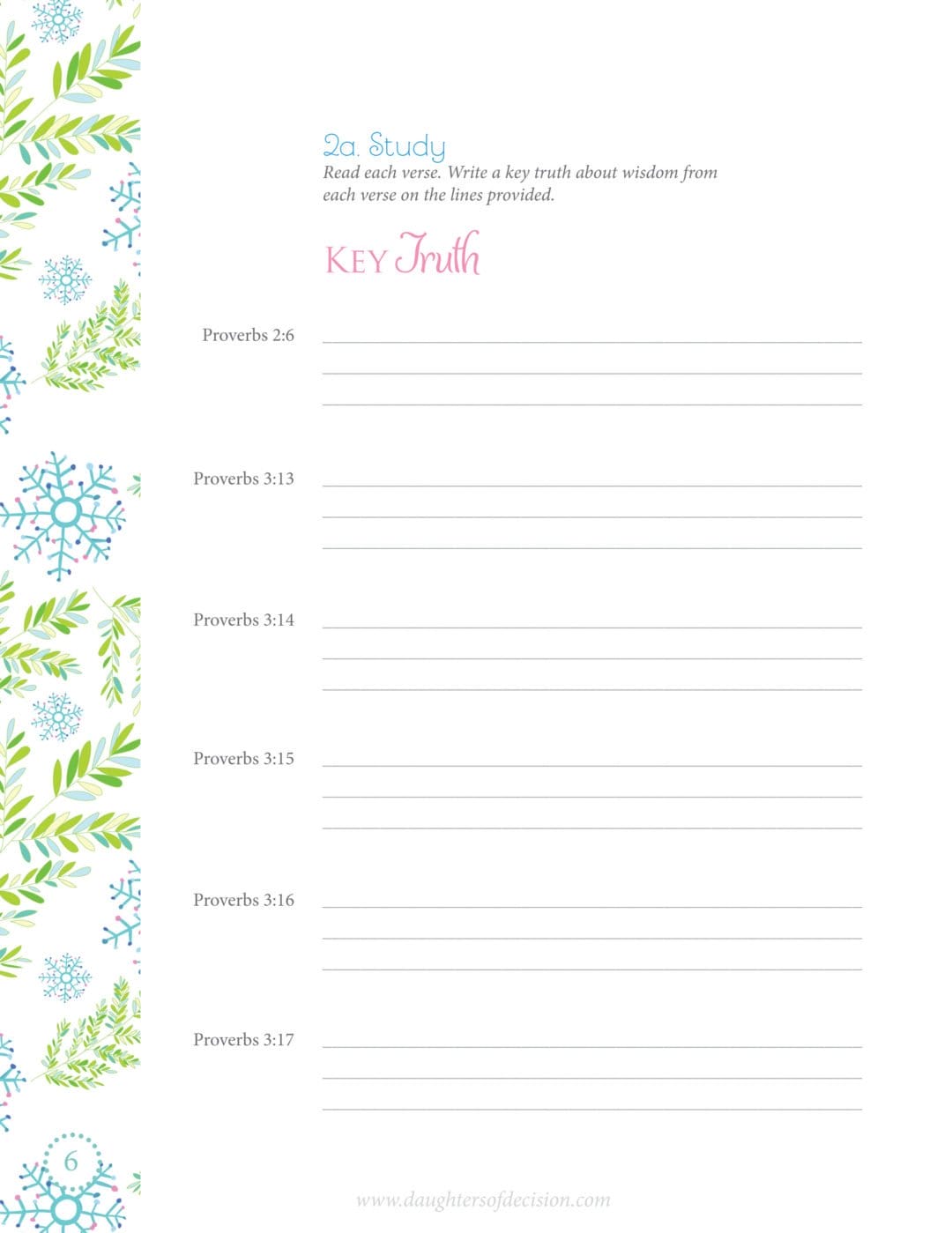 Happy Snowflakes Wisdom Bible Study - Daughters of Decision